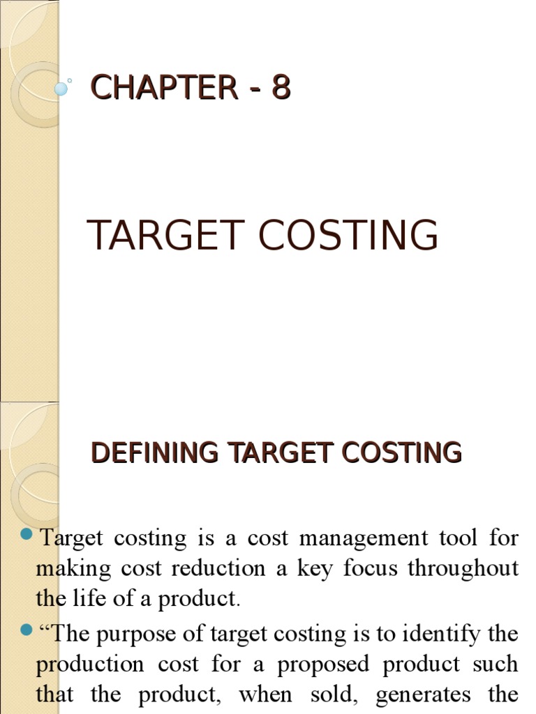 Target Costing | PDF | Profit (Accounting) | Cost