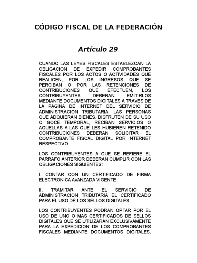 Código Fiscal de La Federación - Artículo 29 y 29-A | PDF | Business