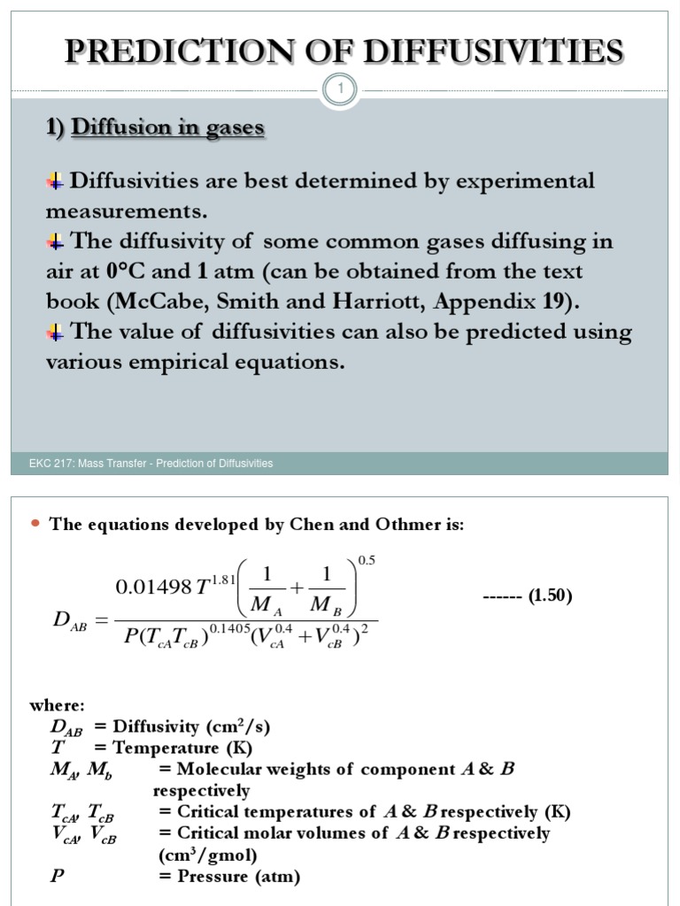 Predicting Gas Diffusivities Methods | PDF | Solution | Diffusion