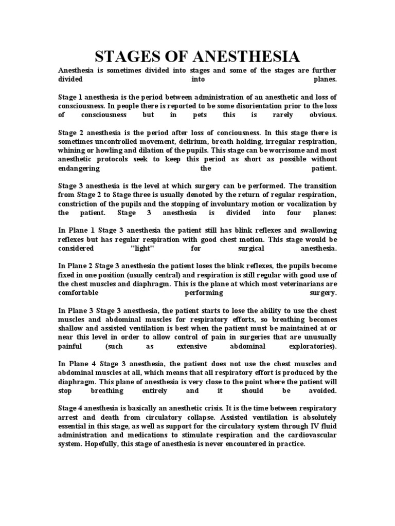 Stages of Anesthesia | PDF | Surgery | Anesthesia