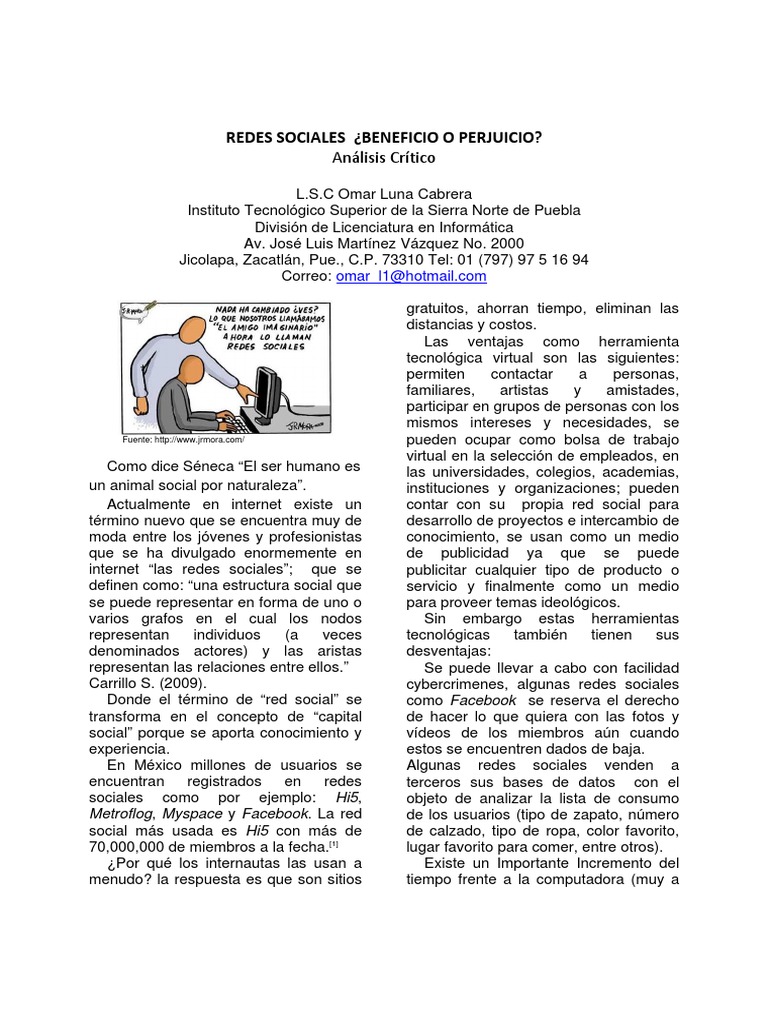 Redes Sociales Ensayo Critico | Servicio de redes sociales | Internet ...