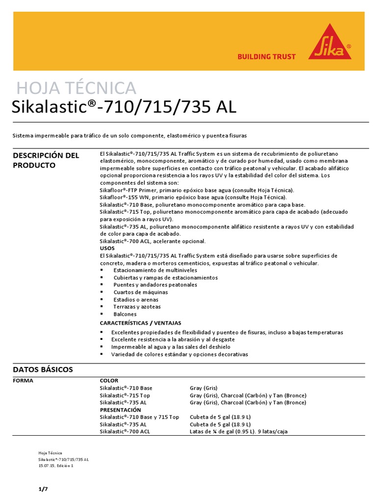 Sikalastic-710-715-735 AL | PDF | Color | Revestimiento
