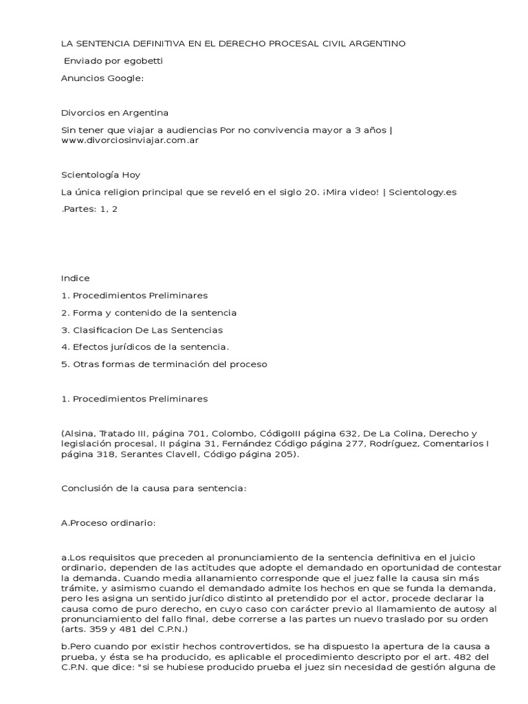 La Sentencia Definitiva Pdf Res Judicata Ley Procesal