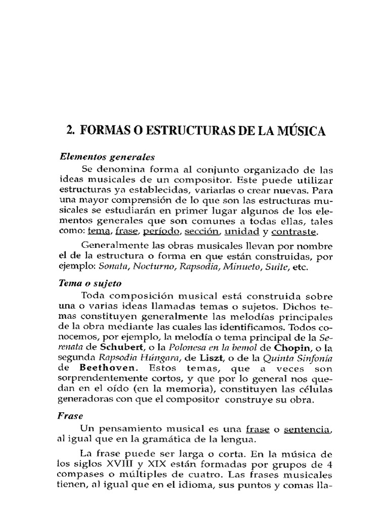 Formas o Estructuras de La Música. | PDF