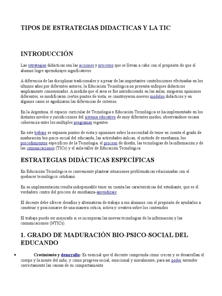 Tipos De Estrategias Didacticas Y La Tic Pdf Diseño Tecnología De