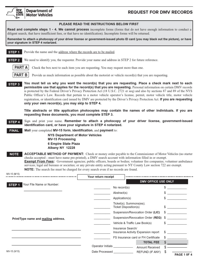 Request For Driving Records | PDF | Department Of Motor Vehicles ...