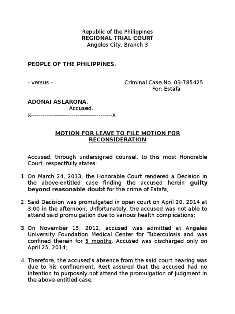 Motion For Leave | PDF