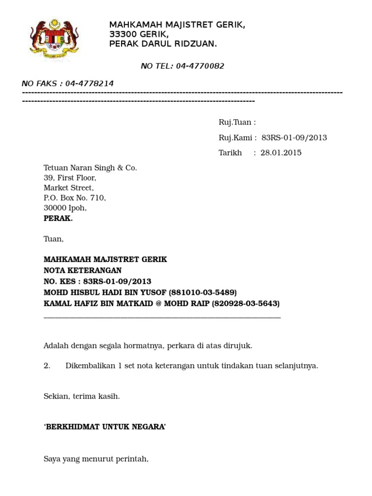 Surat Rasmi Nota Keterangan | PDF