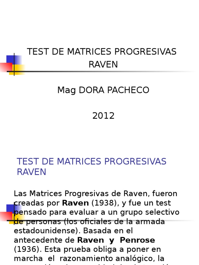 Test de Matrices Progresivas Raven Vi Ciclo 2010 | Analogía | Razón
