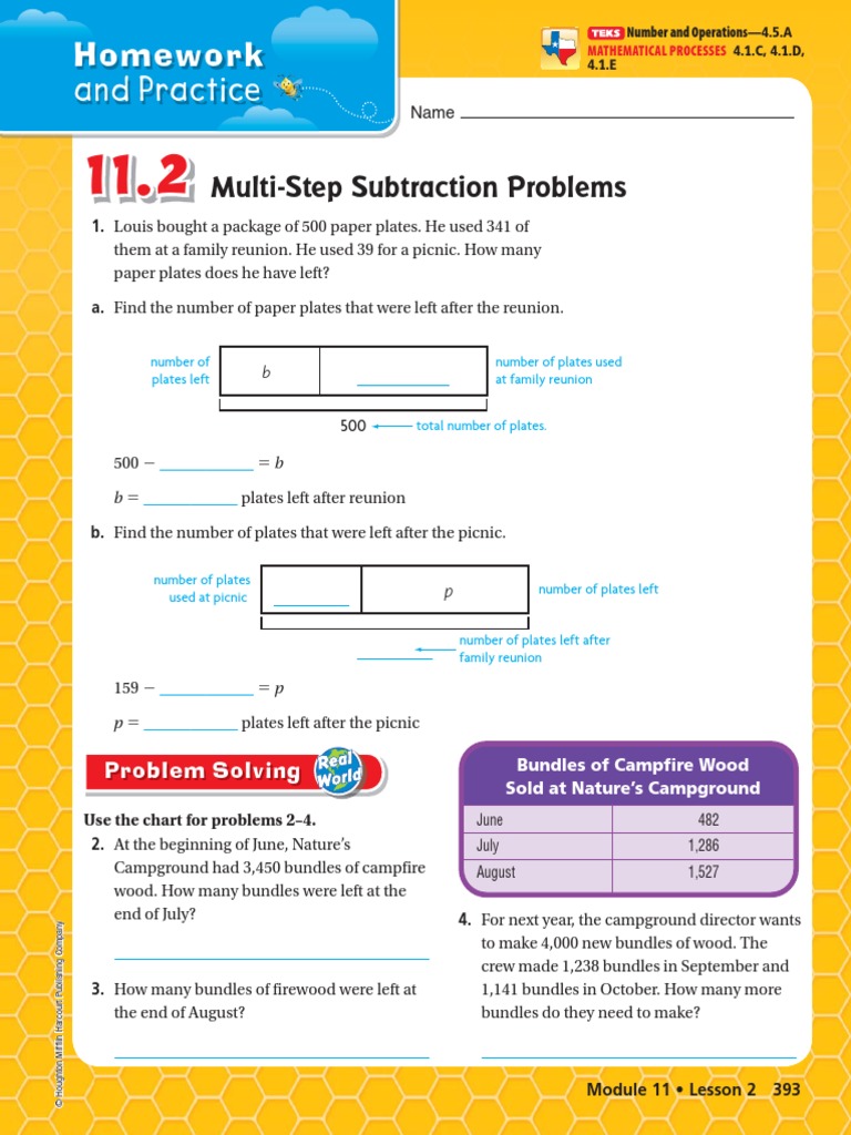 11 2 Multi-Step Subtraction Problems | PDF | Nature