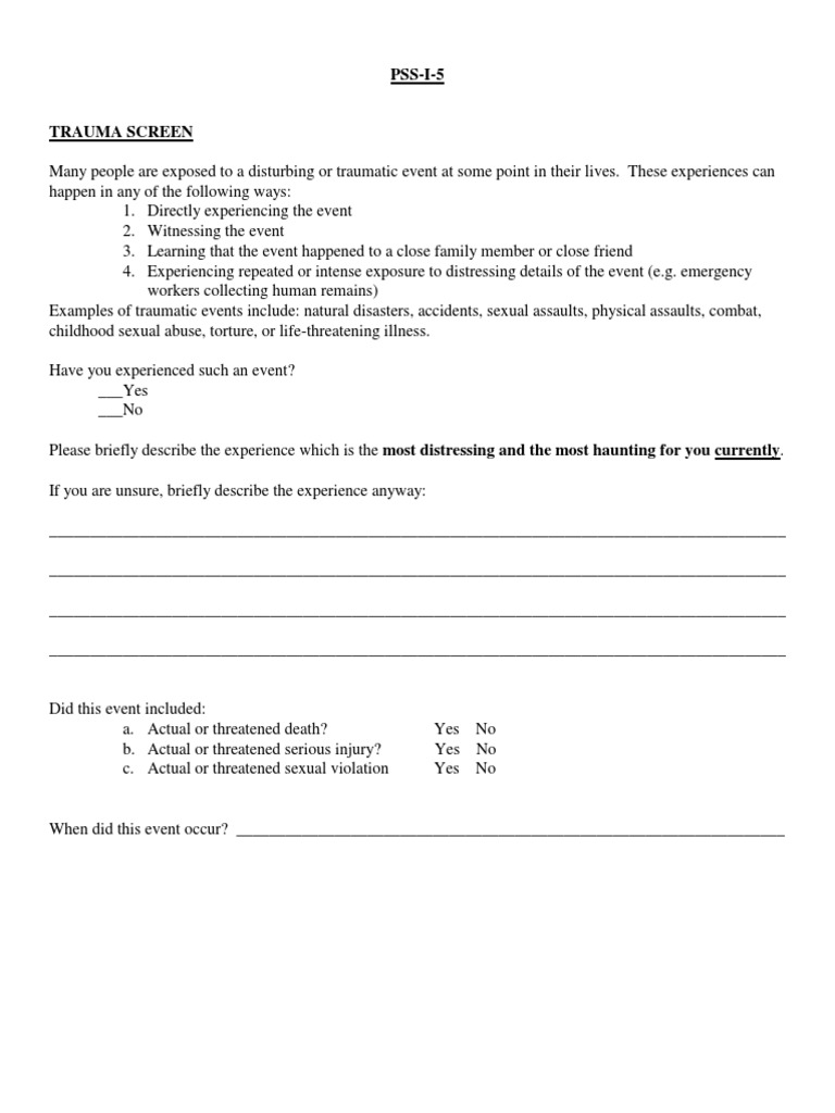 Pssi 5 | Psychological Trauma | Emotions