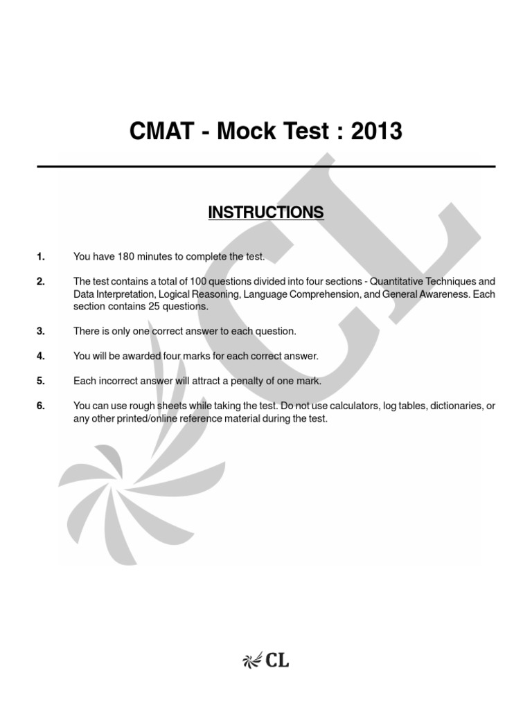 AICTE CMAT Sample Paper-4 | PDF