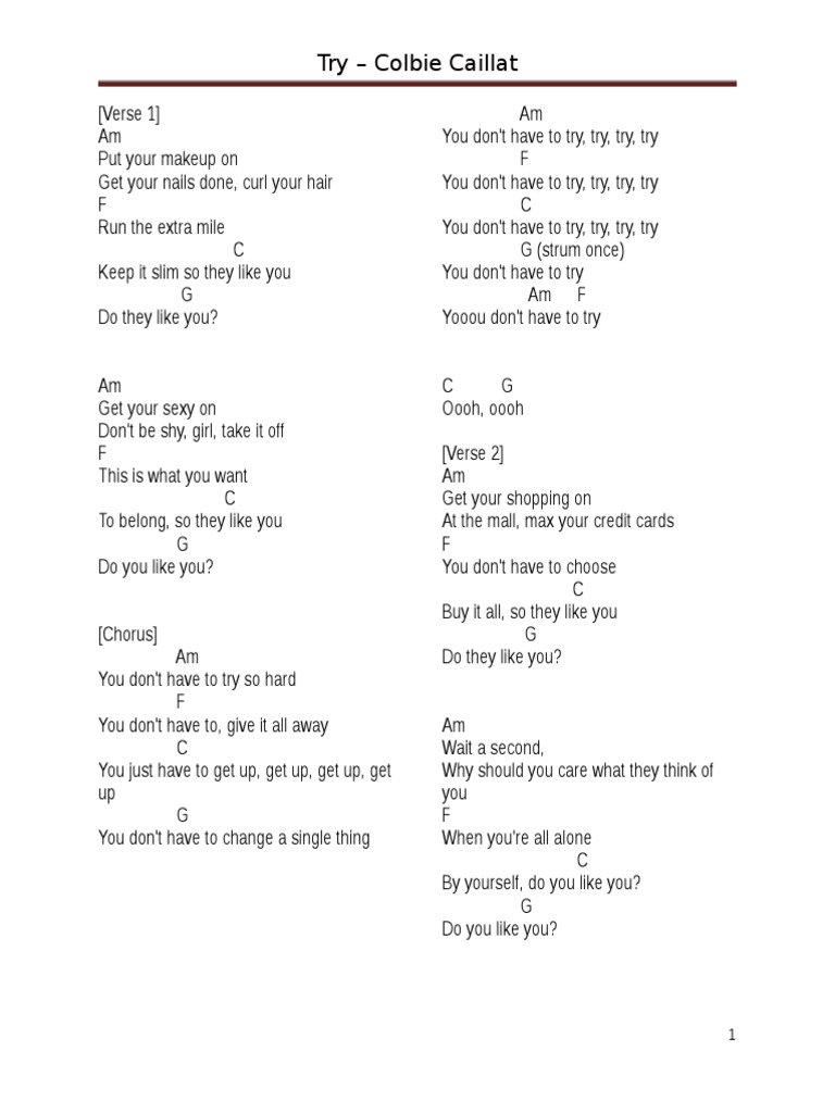 Try - Colbie Caillat | PDF