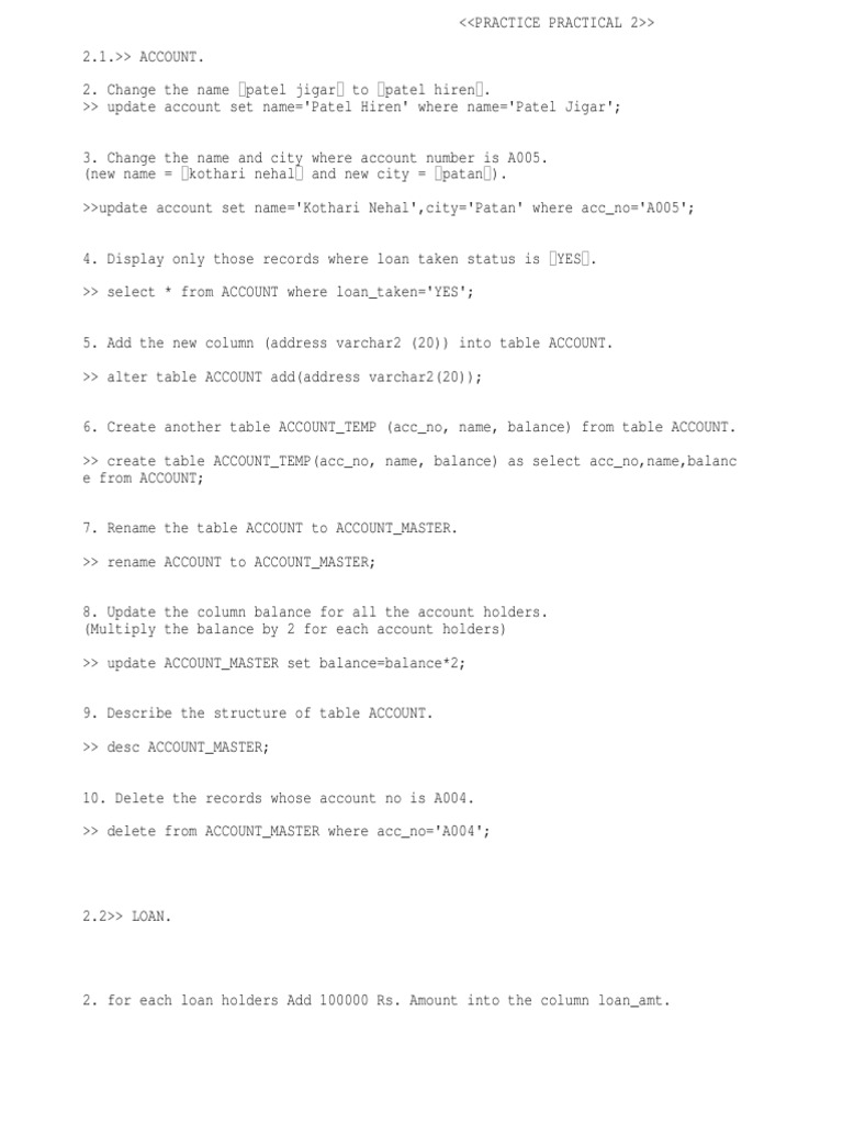 Modifying Database Tables and Columns through SQL Queries | PDF | Table ...