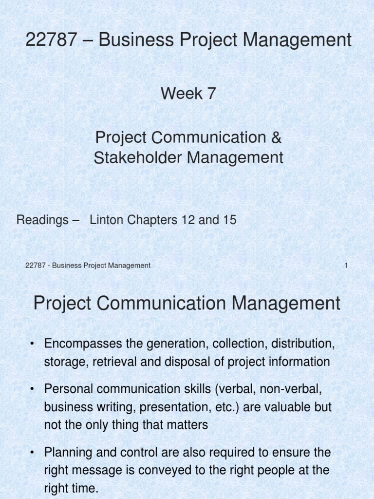 BPM Lecture7 Spr15 | PDF | Project Management | Stakeholder (Corporate)