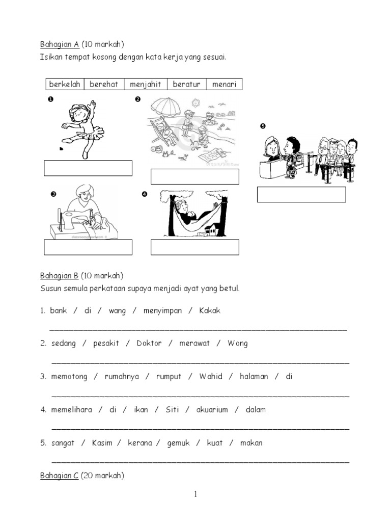 Latihan Bahasa Melayu Tahun 1 | PDF | Karier & Perkembangan | Seni ...