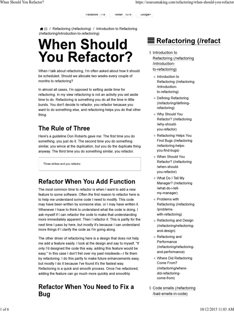 When and How to Refactor Code | PDF | Software Bug | Areas Of Computer ...