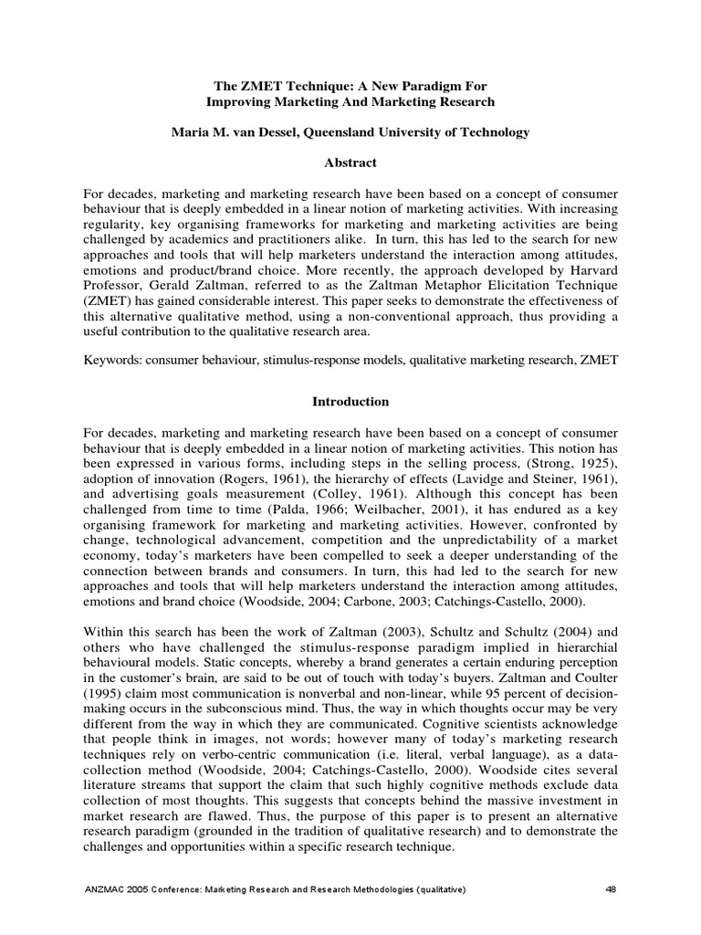 ZMET Technique 2 | PDF | Thought | Qualitative Research