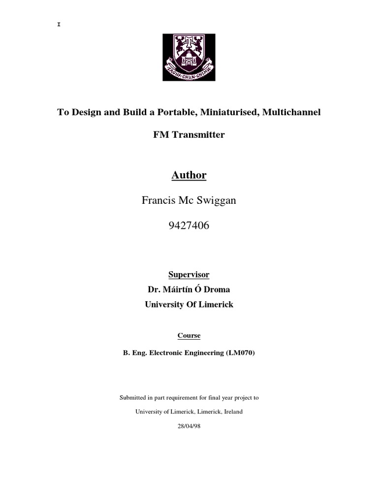 Miniaturised FM Transmitter Design | PDF | Frequency Modulation ...
