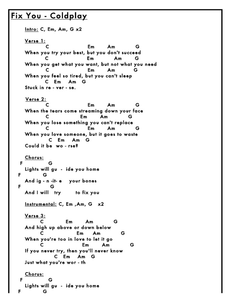 Fix You - Coldplay | PDF | Songs | Musical Forms