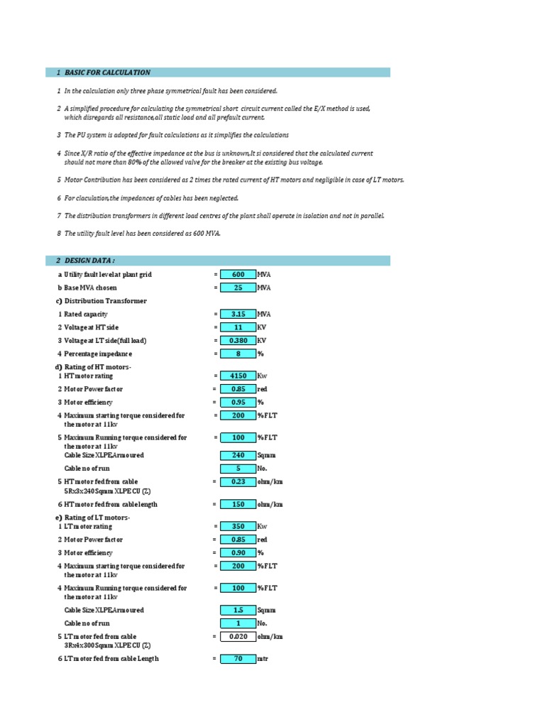 Fault Current Calculation | PDF | Electric Motor | Electrical Impedance