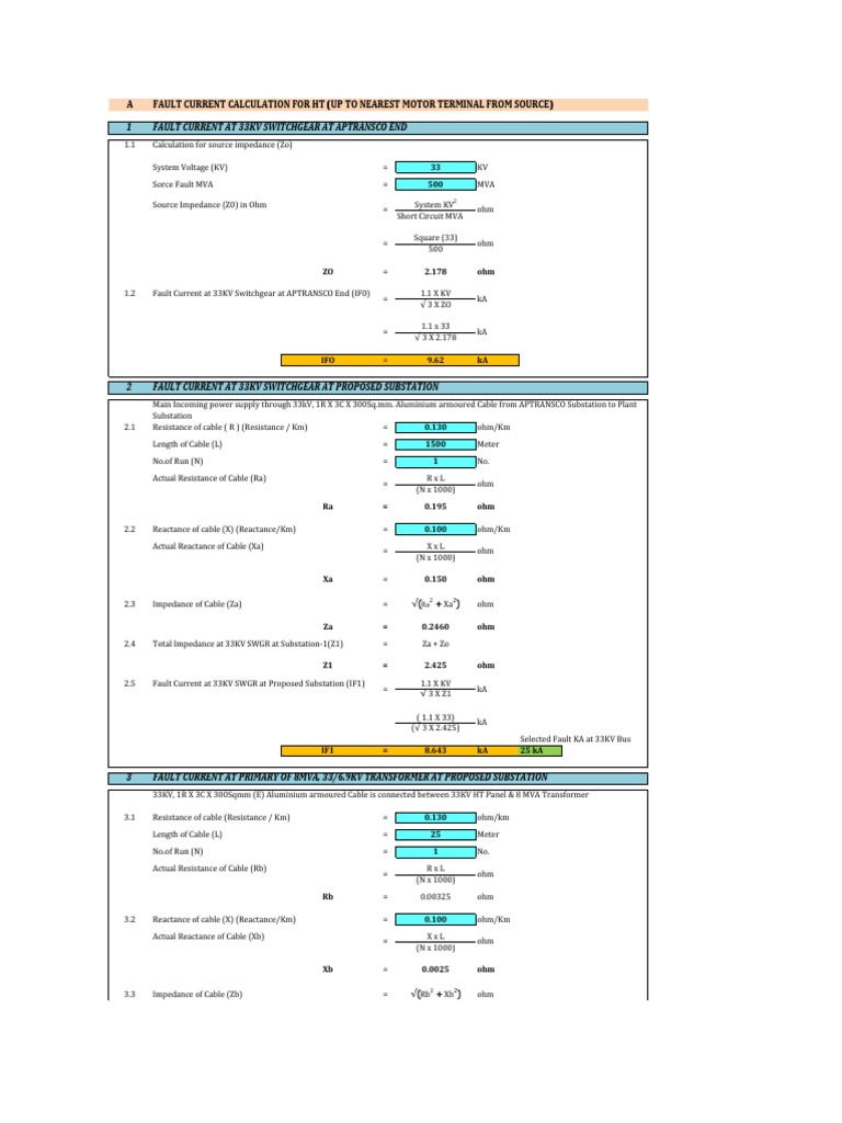Transformer Fault Current Calculations | PDF | Transformer | Electrical ...