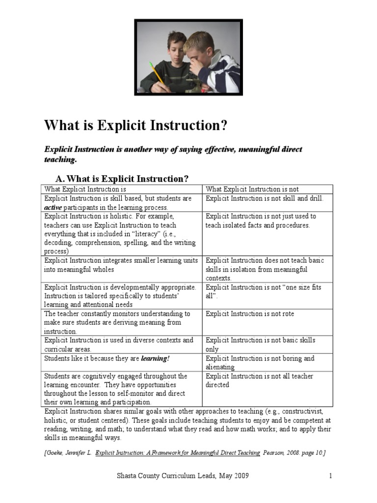 Understanding Explicit Instruction Methods | PDF | Teachers | Learning