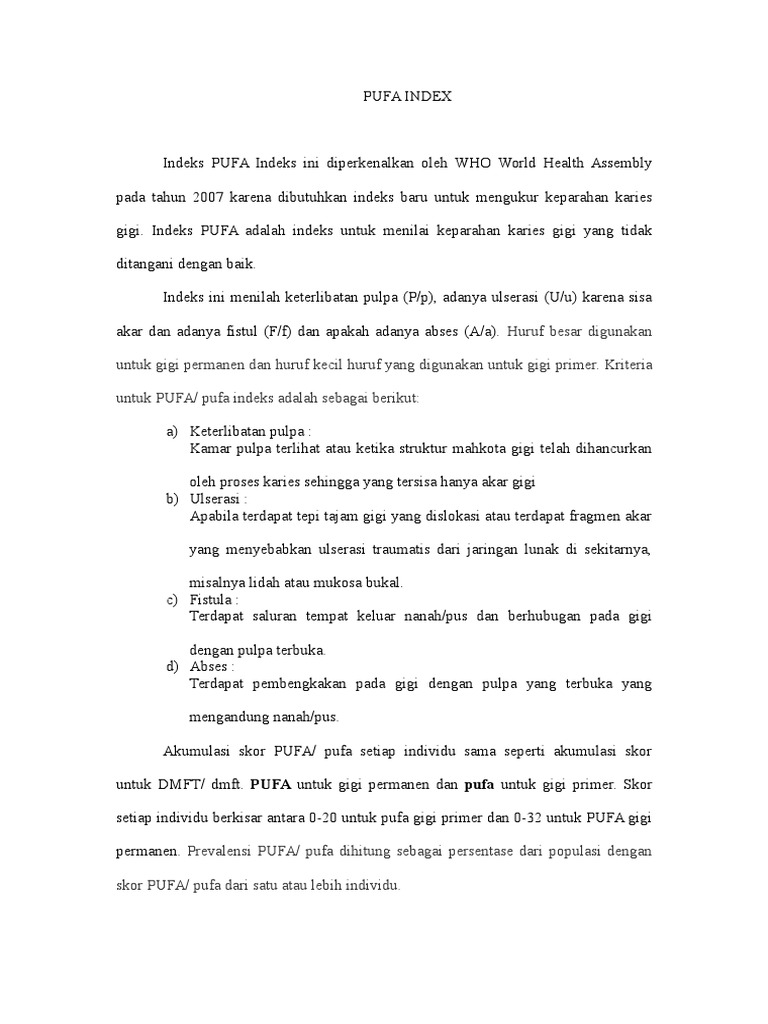 Indeks PUFA untuk Karies Gigi | PDF