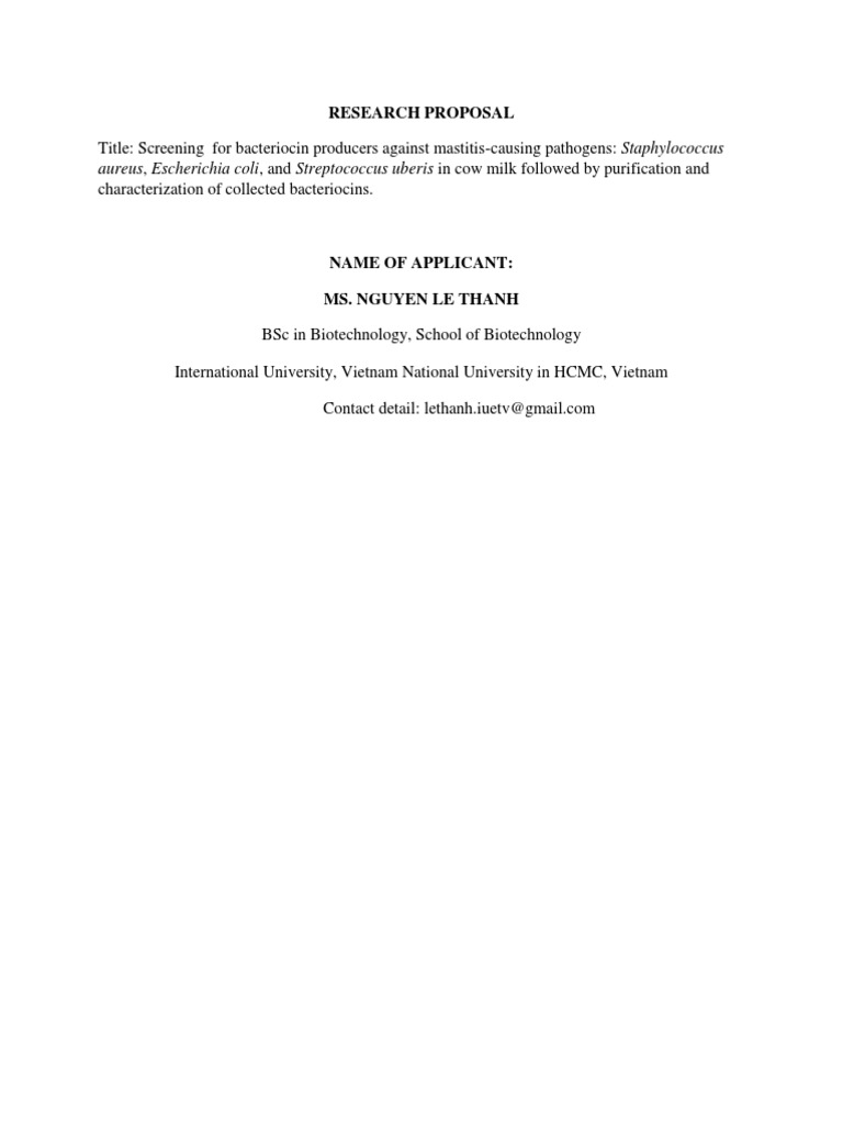 Bacteriocin Purification Research Proposal | PDF | Staphylococcus ...