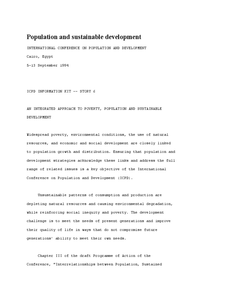 Population And Sustainable Development Pdf Sustainability