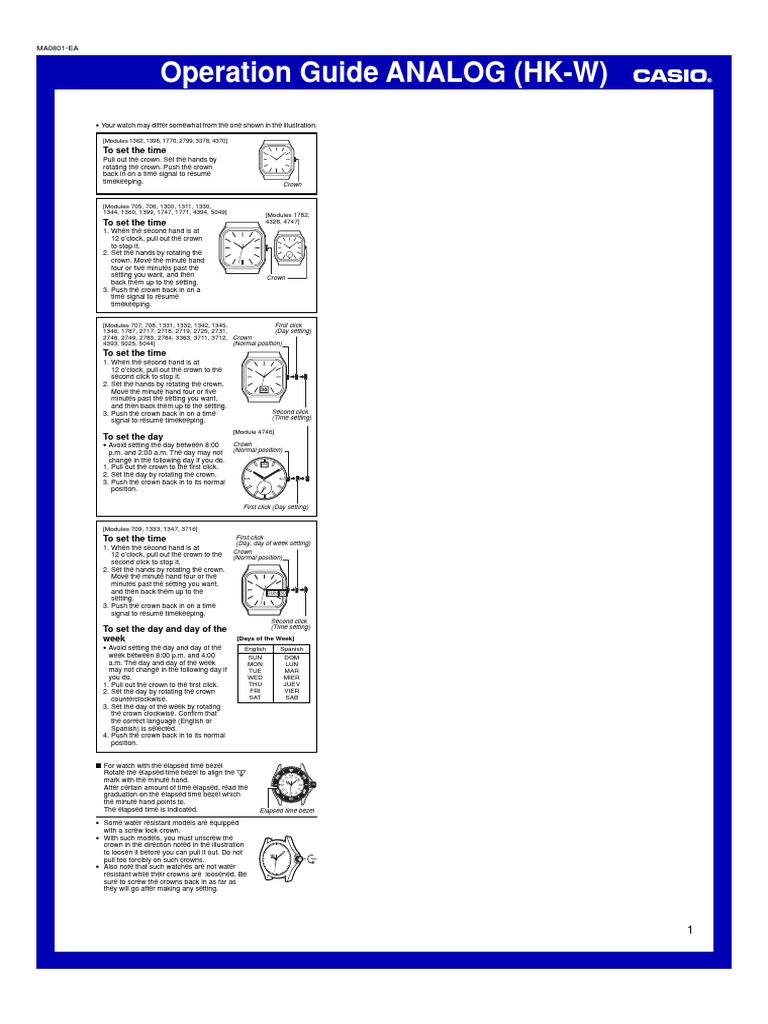 Manual Reloj Casio | Clock | Horology