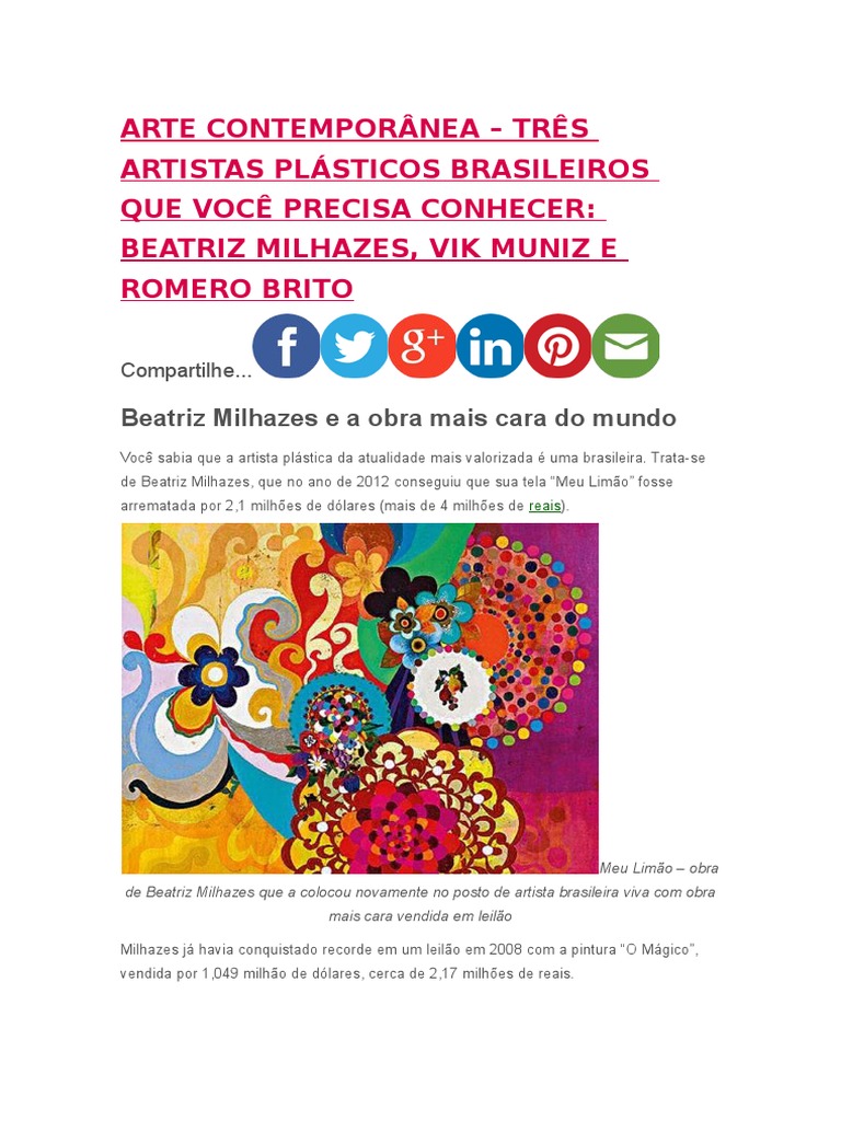 Beatriz Milhazes | PDF | Mídia artística | Pinturas
