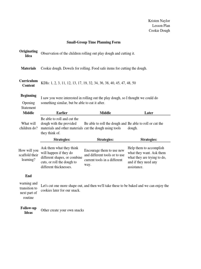 Cookie Dough Snack Lesson Plan | PDF | Wellness