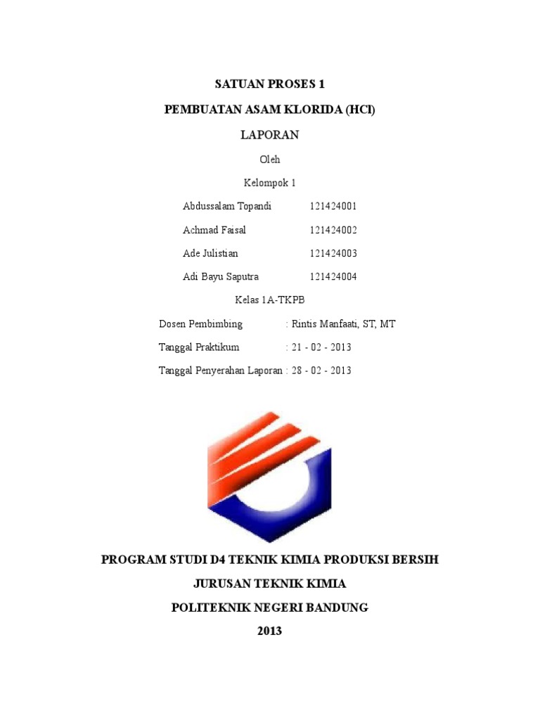 Sintesis Asam Klorida (HCl) di Laboratorium | PDF