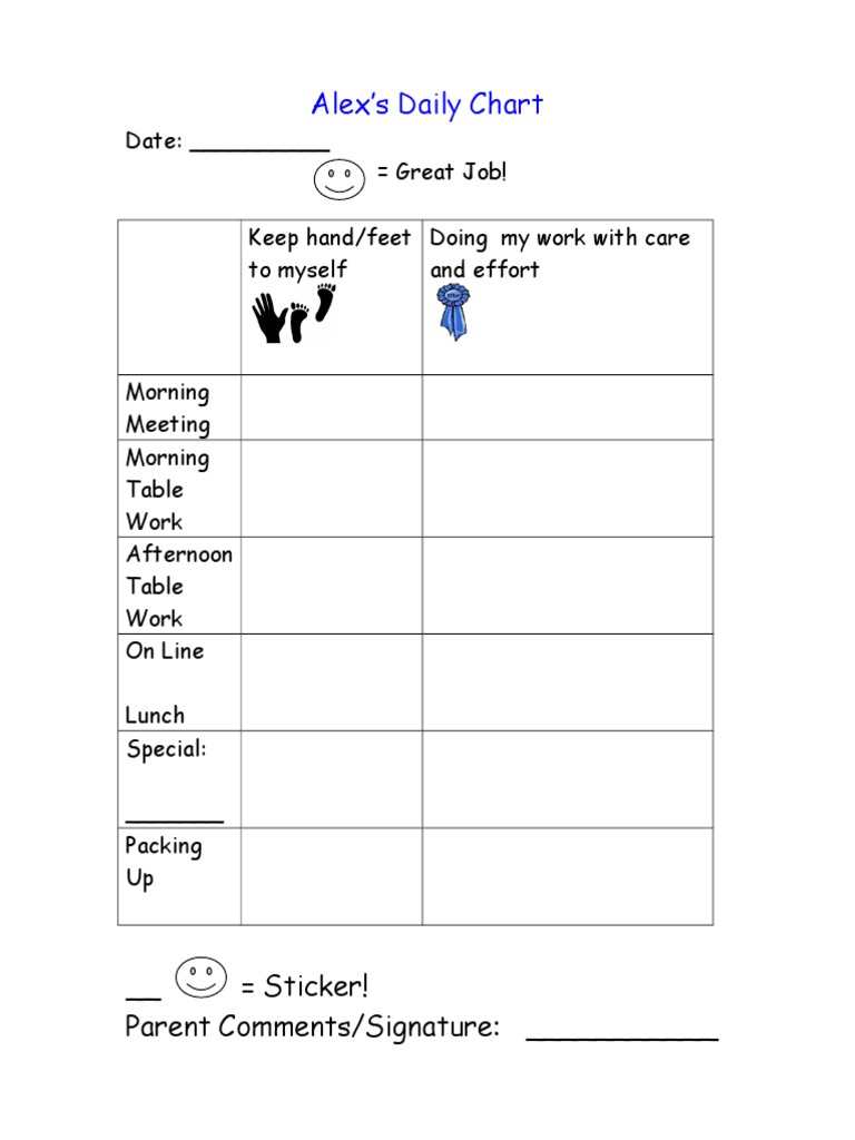 Daily Progress Chart for Alex | PDF