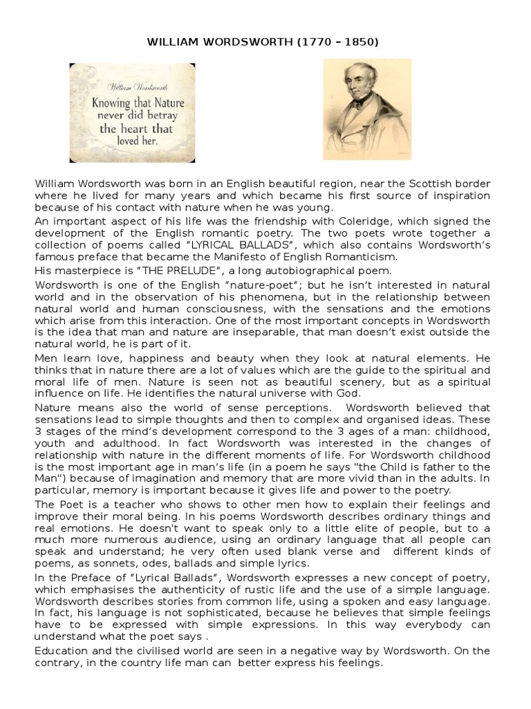 William Wordsworth | PDF | William Wordsworth | Romanticism