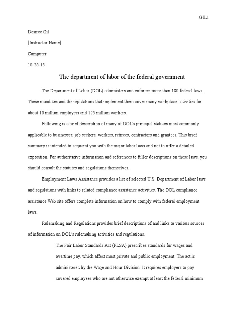 Overview of U.S. Labor Laws and DOL | PDF | Social Science | Law