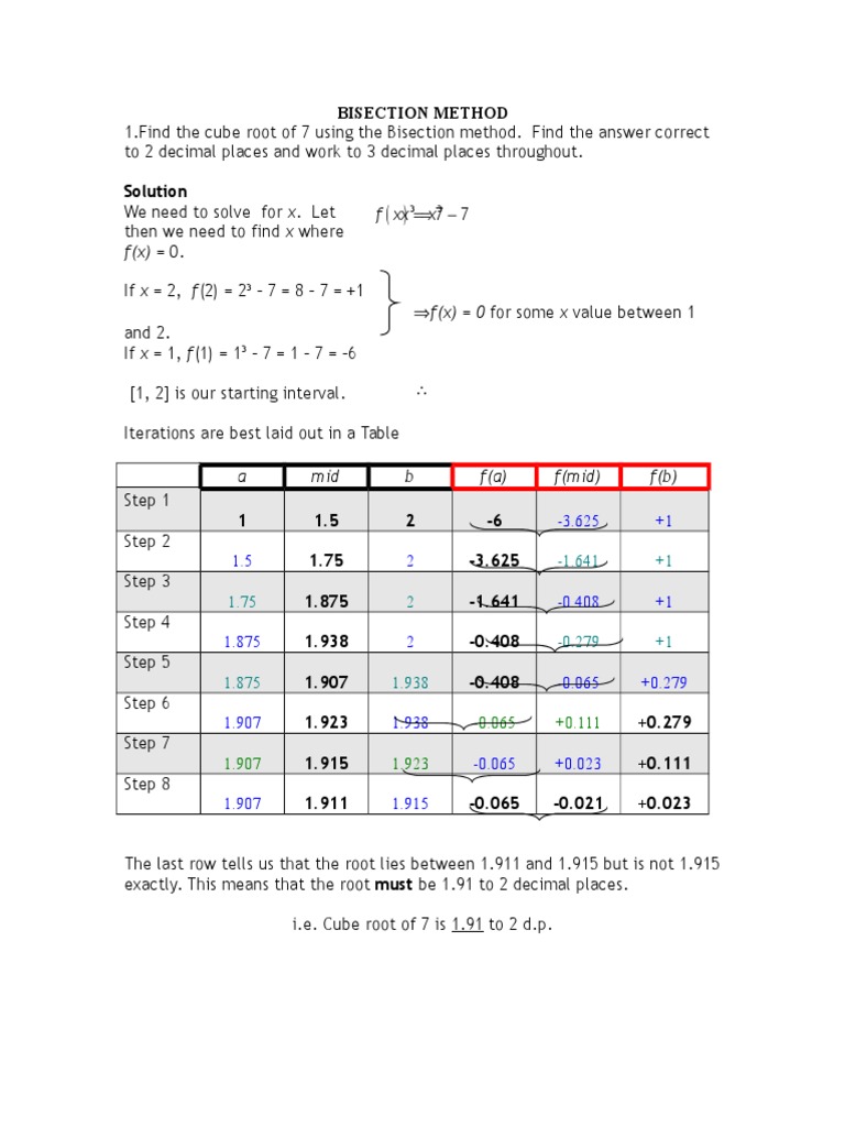 Bisection Method | PDF | Approximation | Numbers