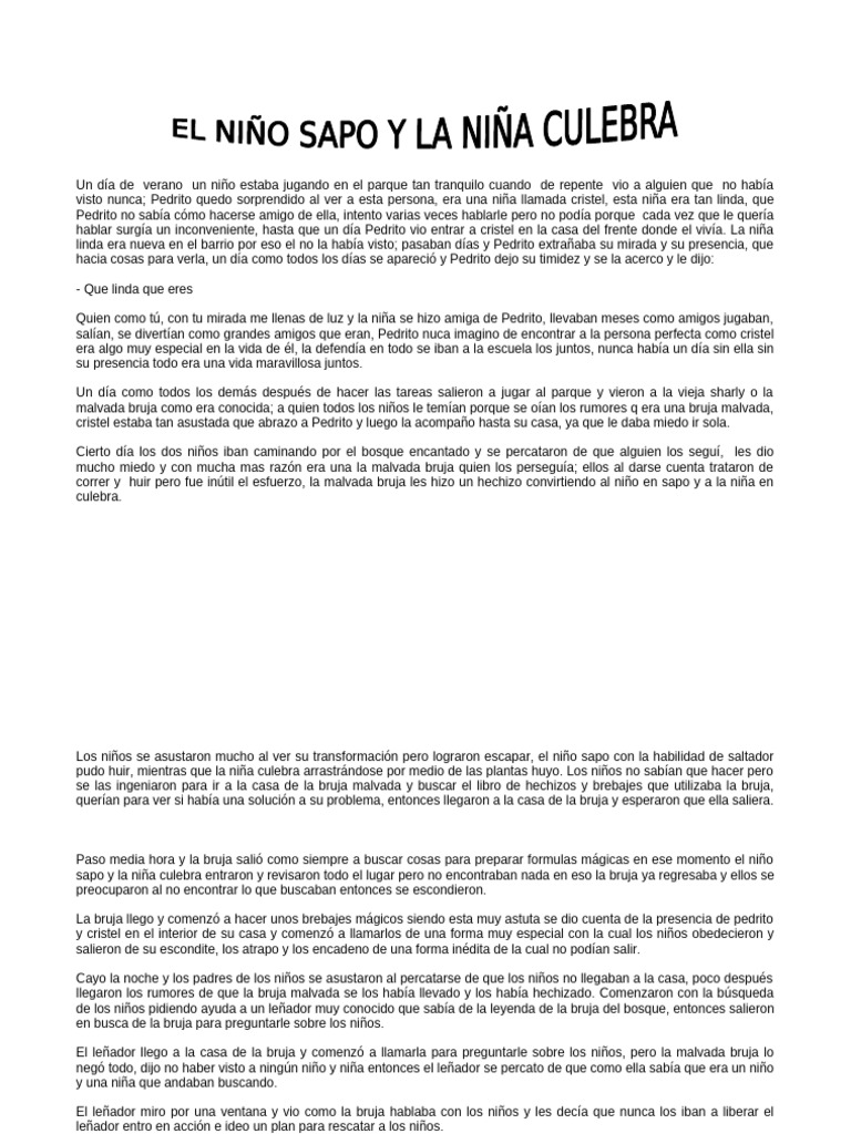 El niño sapo y la niña culebra | PDF | Ocio | Entretenimiento (general)