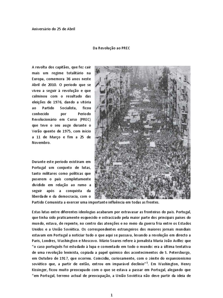Da Revolução Ao PREC | PDF | Portugal | Comunismo