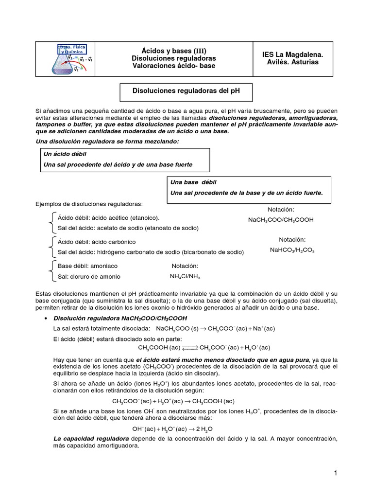 Soluciones Reguladoras | PDF | Solución tampón | Ph