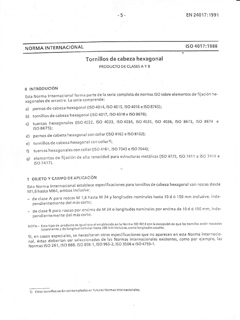 En 24017 1991 Iso 4017 1988 | PDF | Tornillo | Artesanías