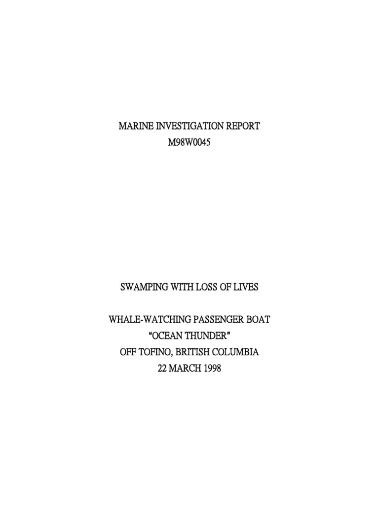1998 - Marine Investigation Report | PDF | Weather Forecasting | Transport