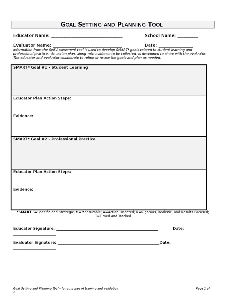 SMART Goal Setting Tool for Educators | PDF