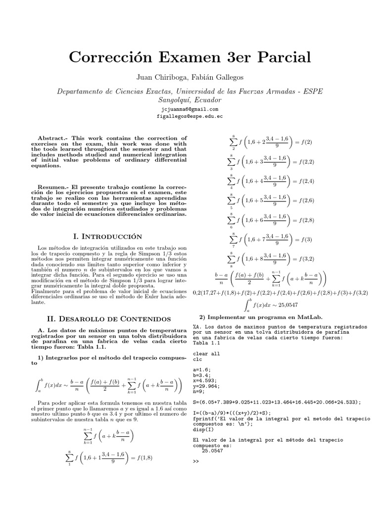 Corrección Examen EDO y Integración | PDF | Integral | Análisis funcional