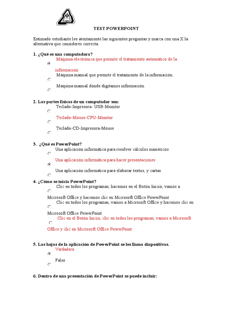 Test Powerpoint Examen | PDF | Microsoft PowerPoint | Microsoft Office
