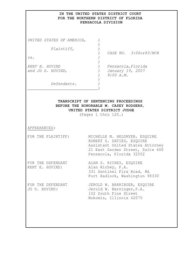 Kent Hovind's Sentencing Transcript 01-19-07 | PDF | United States ...