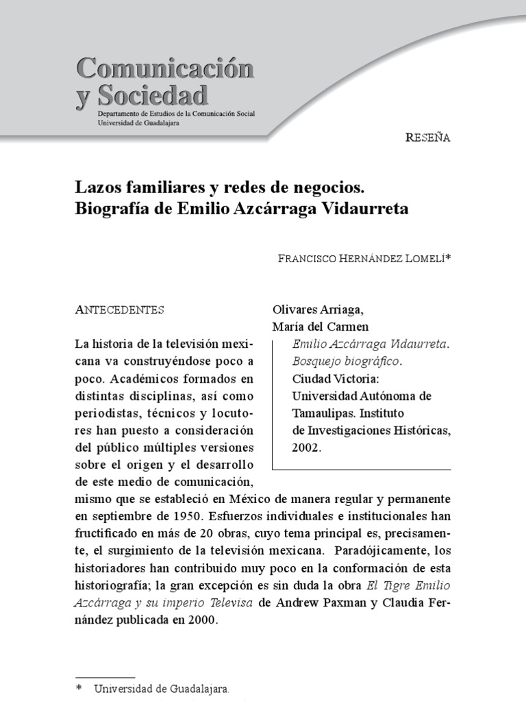 Biografia Emilio Azcarraga Vidaurreta | PDF | México | Medios