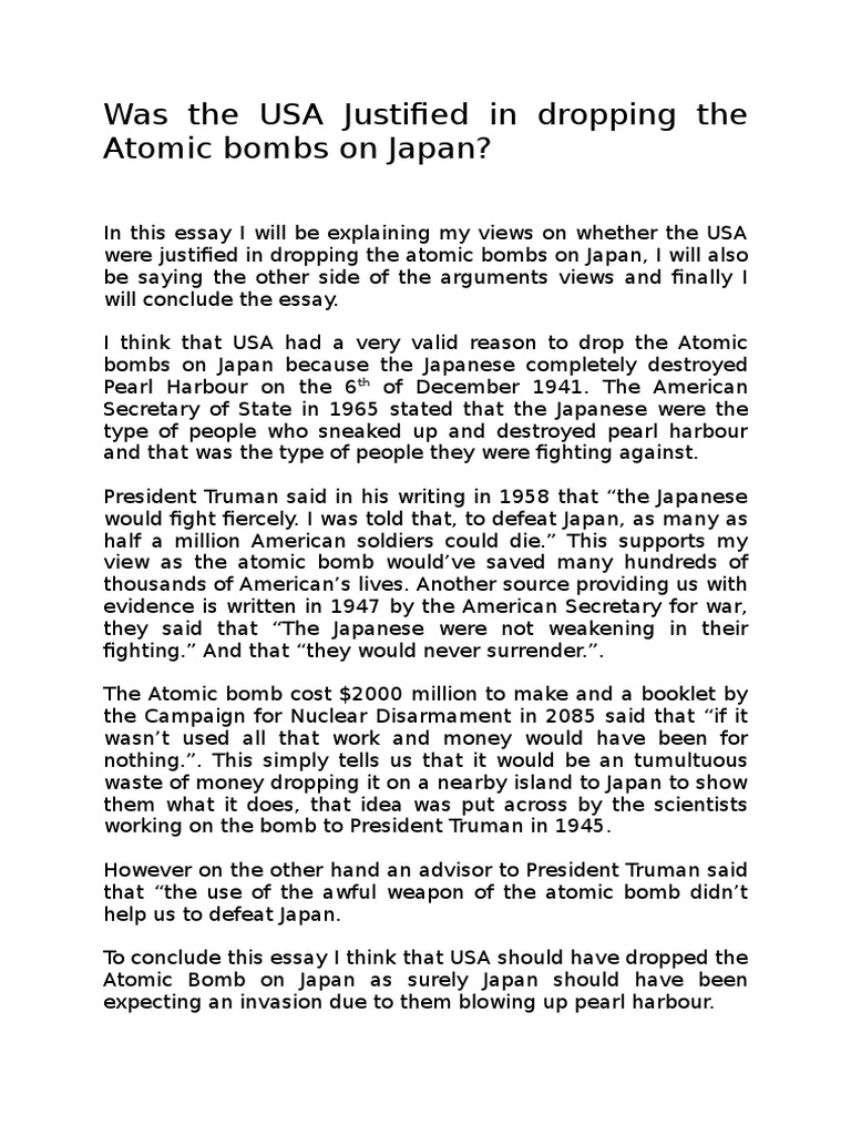 Justification of the Atomic Bomb on Japan | PDF | Young Adult