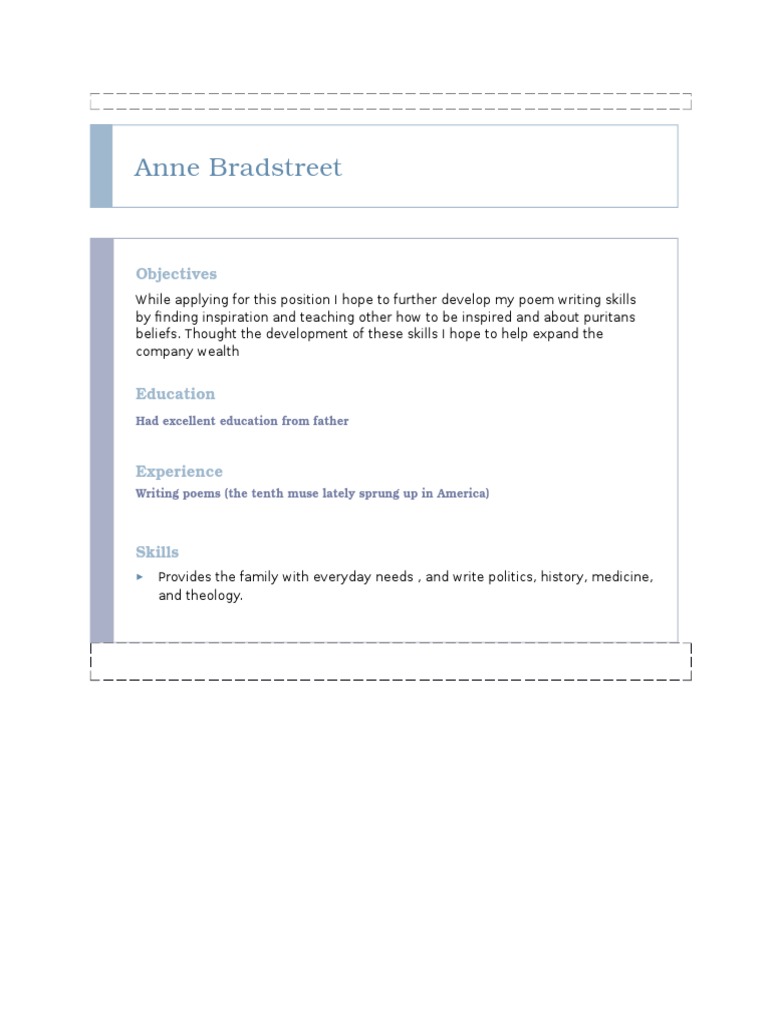 Anne Bradstreet: Poet and Educator | PDF